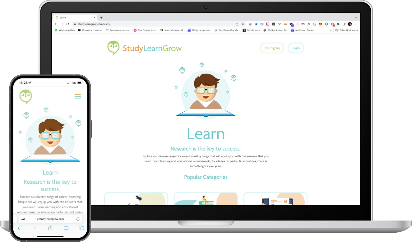 StudyLearnGrow's Website Re-brand