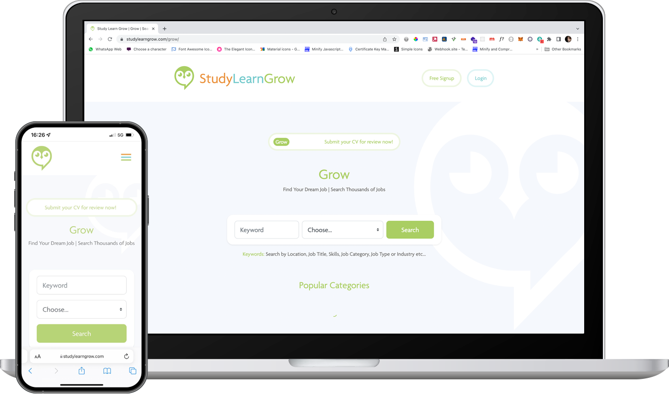 StudyLearnGrow's Website Re-brand
