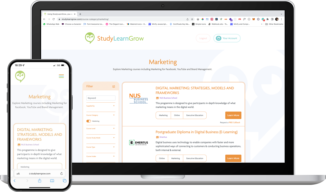StudyLearnGrow's Website Re-brand