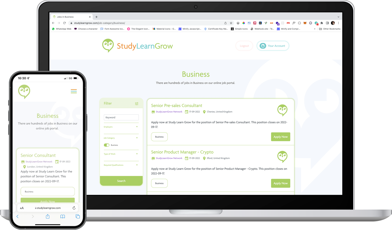 StudyLearnGrow's Website Re-brand